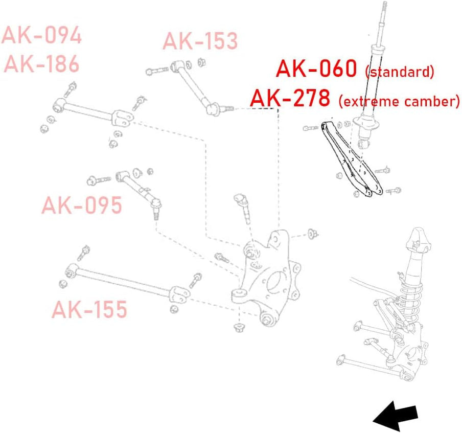 Godspeed Project Adjustable Rear Lower Control Arms (Extreme Camber) L ...