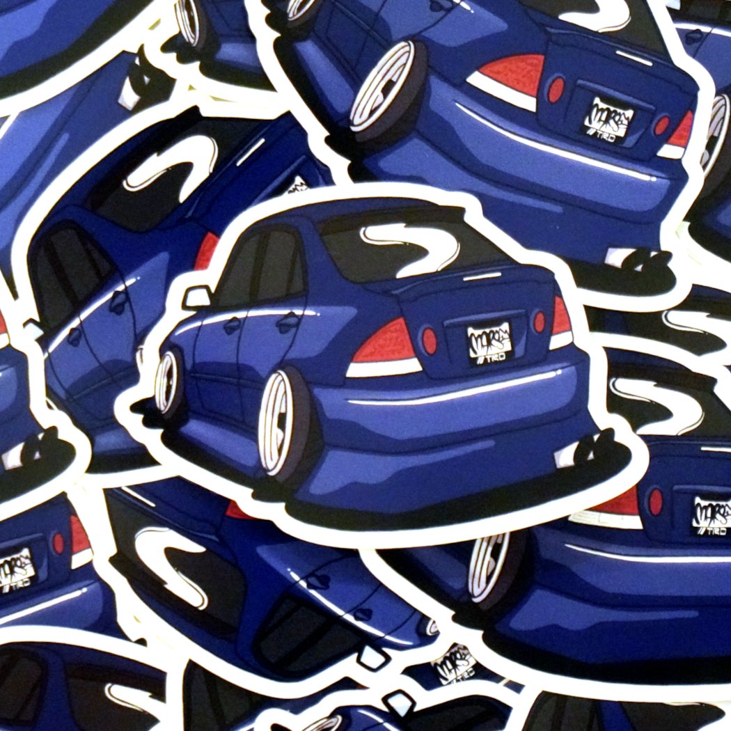 Lunatics Blue Lexus IS300 Stance 4-Inch Sticker — Lunaticsco