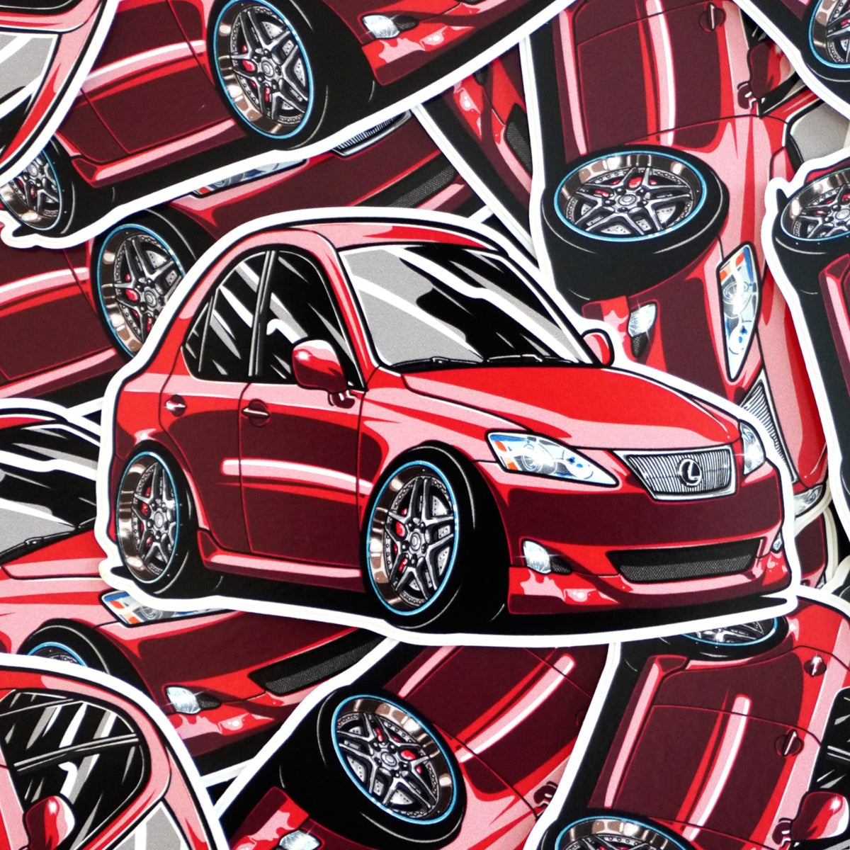 Lunatics IS250/350 Stance Blitz 03 Stance Car Red 4-Inch Vinyl Sticker ...