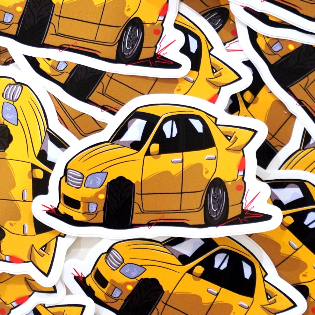 Lunatics Yellow Lexus IS300/Altezza Drift 4-Inch Vinyl Sticker — Lunaticsco